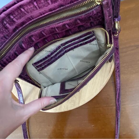 Brahmin | Bags | Brahmin Vtg Cleo Crossbody Bag Croc Embossed Purple ...